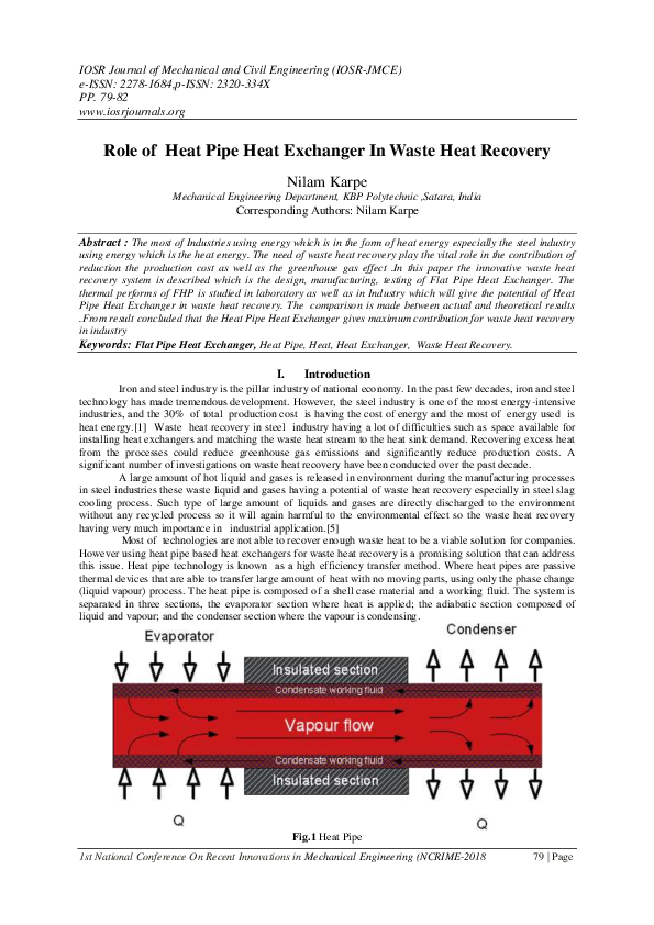 (PDF) Role of Heat Pipe Heat Exchanger In Waste Heat Recovery