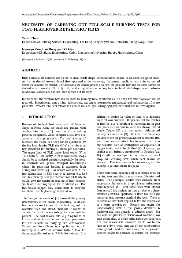 (PDF) Necessity of carrying out full-scale burning tests for post ...