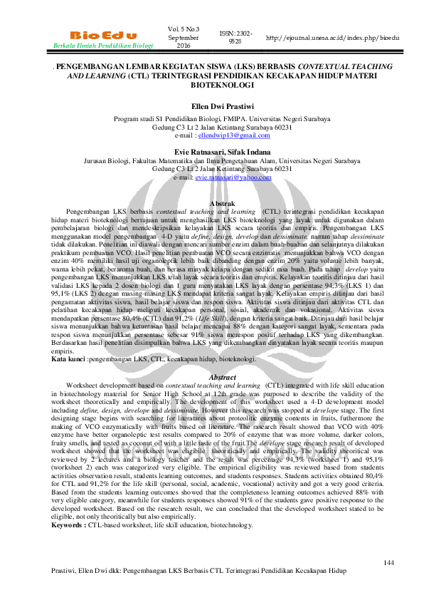 (PDF) Pengembangan Lembar Kegiatan Siswa (LKS) Berbasis Contextual Teaching and Learning (CTL ...