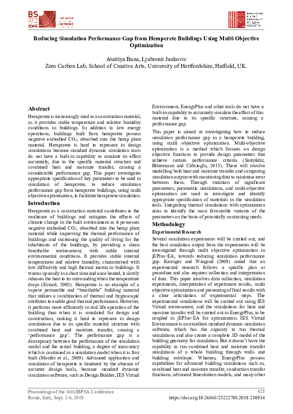 (PDF) Reducing Simulation Performance Gap from Hempcrete Buildings Using Multi Objective ...