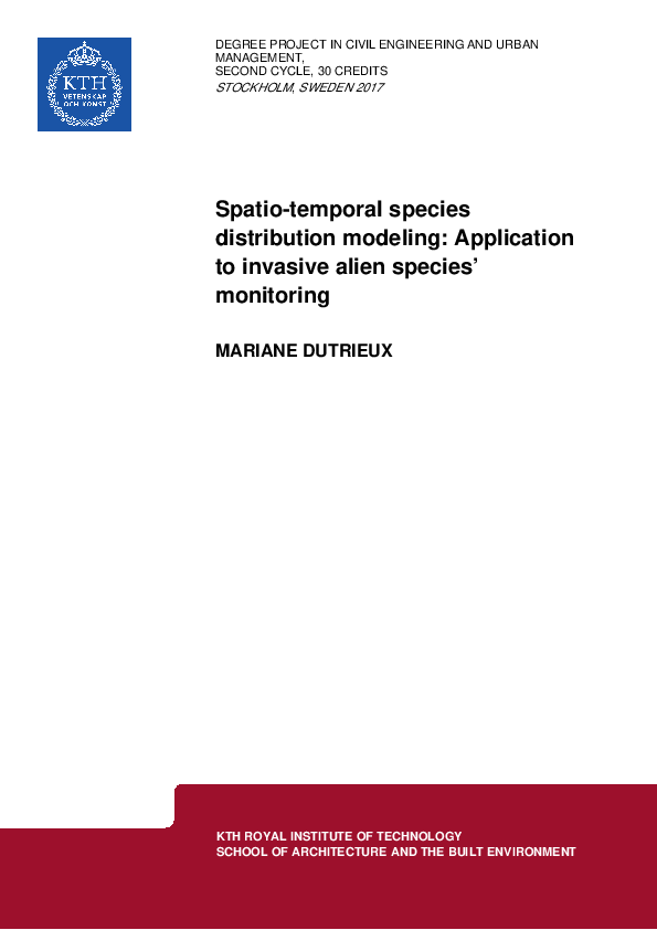 Pdf Spatio Temporal Species Distribution Modeling Application To