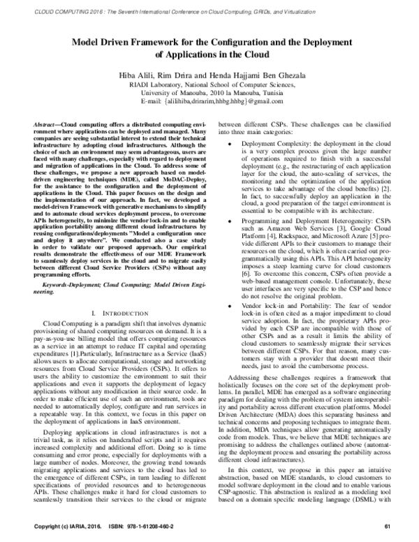 Pdf Model Driven Framework For The Configuration And The Deployment Of Applications In The Cloud 3046