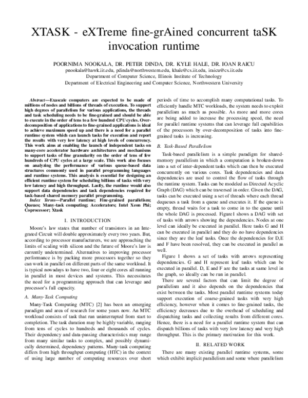 (PDF) XTASK-eXTreme fine-grAined concurrent taSK invocation runtime