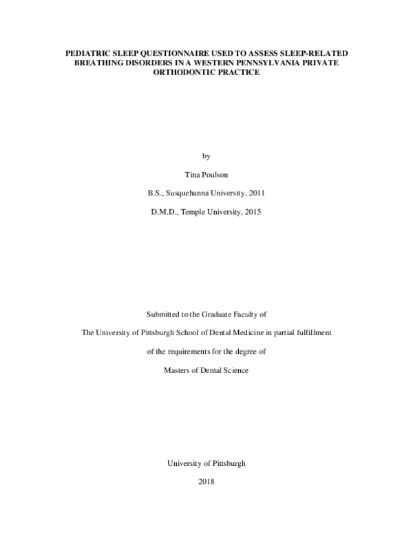 (PDF) Pediatric Sleep Questionnaire Used to Assess Sleep-Related ...