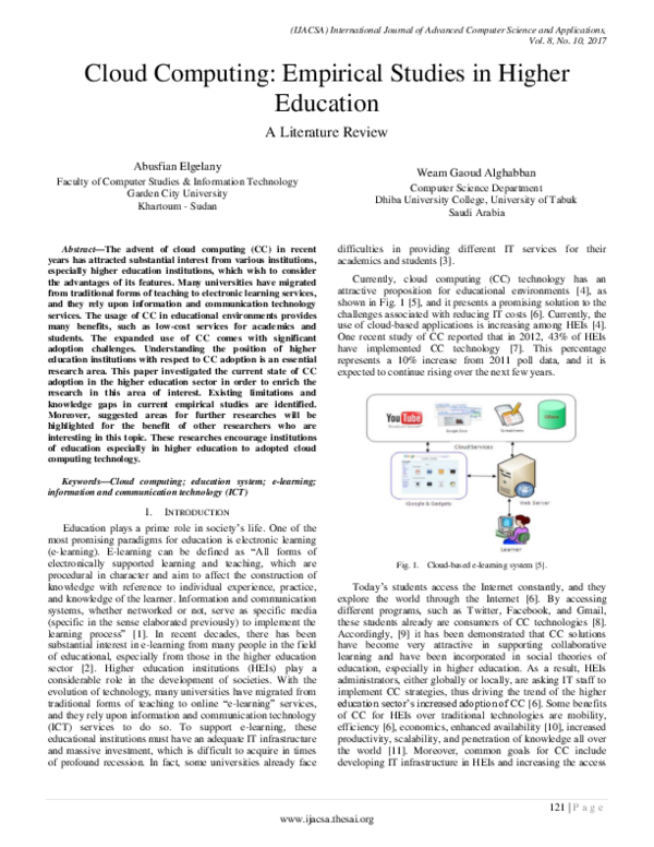(PDF) Cloud Computing : Empirical Studies in Higher Education