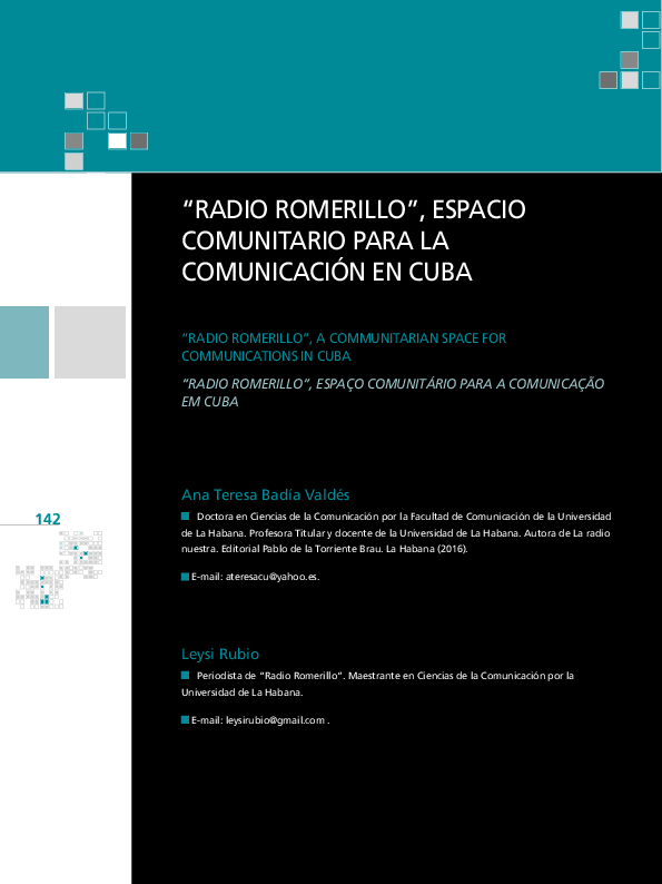 (PDF) “Radio Romerillo”, Espacio Comunitario Para La Comunicación en Cuba
