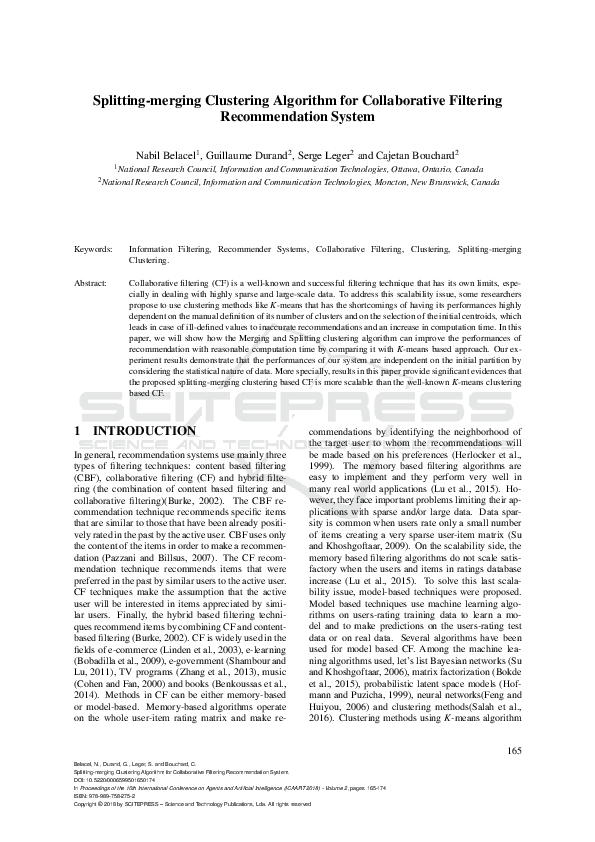 Pdf Splitting Merging Clustering Algorithm For Collaborative 6133