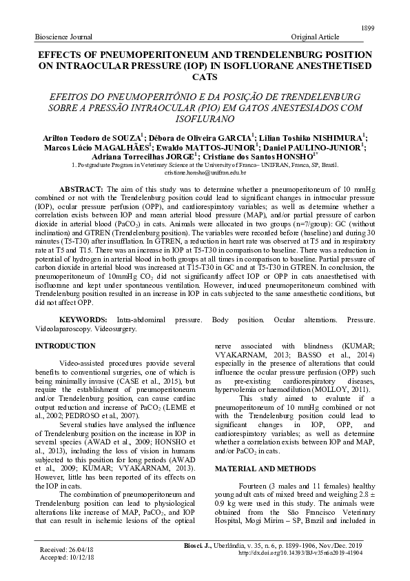 (PDF) Effects of pneumoperitoneum and trendelenburg position on ...