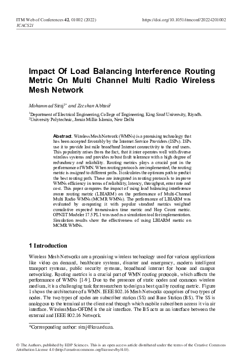(PDF) Impact Of Load Balancing Interference Routing Metric On Multi ...