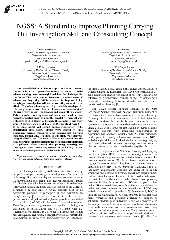(PDF) NGSS: A Standard to Improve Planning Carrying Out Investigation ...