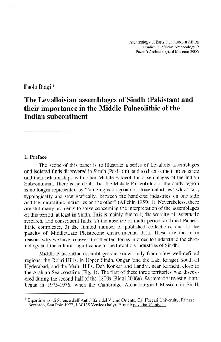(PDF) The Levalloisian assemblages of Sindh (Pakistan) and their ...