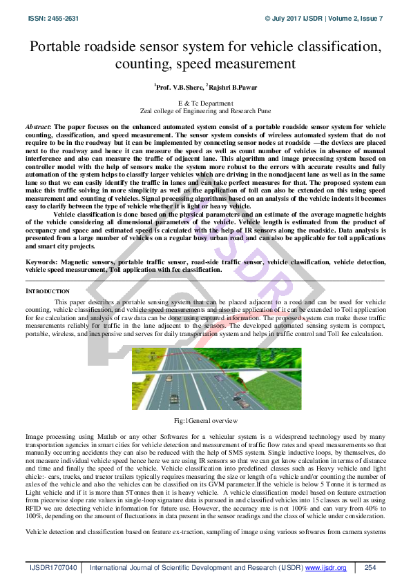 (PDF) Portable roadside sensor system for vehicle classification ...
