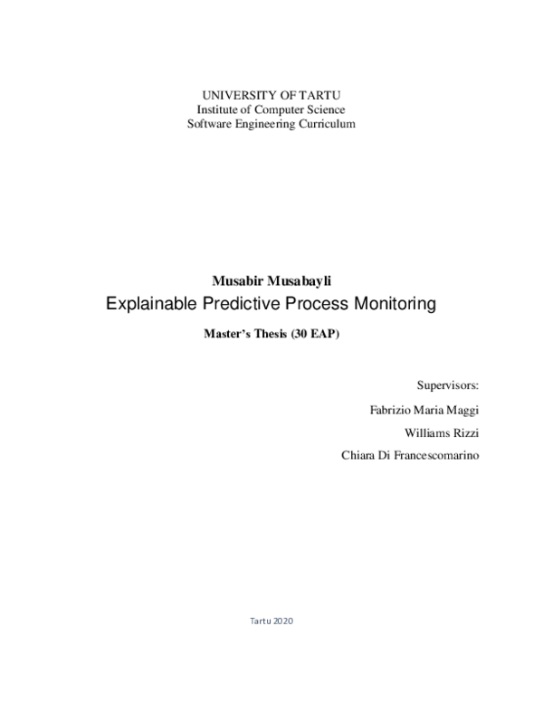 (PDF) Explainable Predictive Process Monitoring | Musabir Musabayli - Academia.edu