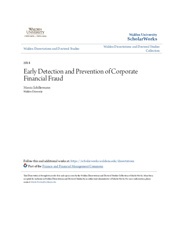 (PDF) Early Detection and Prevention of Corporate Financial Fraud