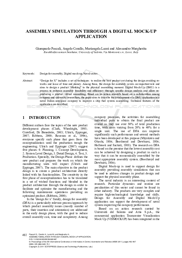 (PDF) Assembly Simulation Through a Digital Mock-Up Application