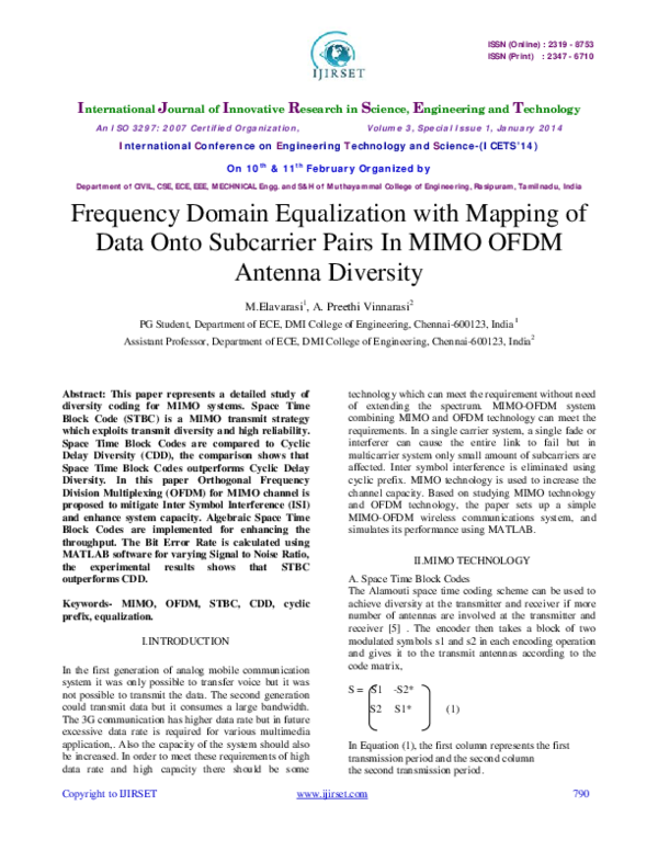 (PDF) Frequency Domain Equalization with Mapping ofData Onto Subcarrier ...