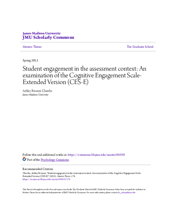 (PDF) Student engagement in the assessment context: An examination of ...