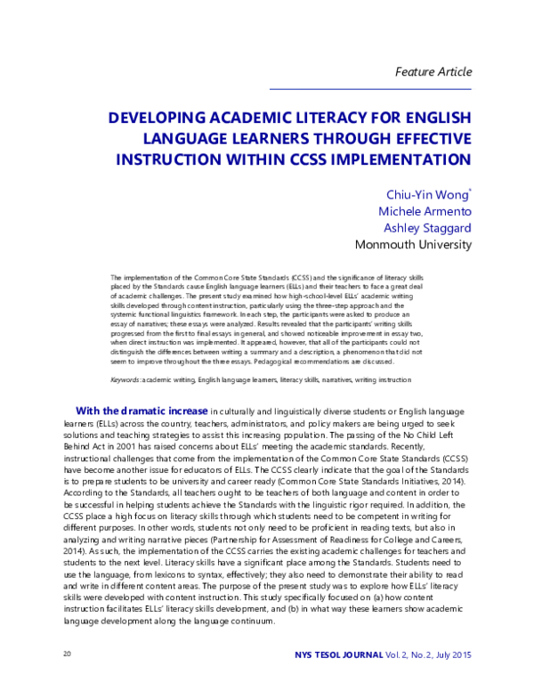 (PDF) Developing Academic Literacy for English Language Learners ...