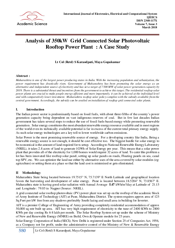 (PDF) Analysis of 350kW Grid Connected Solar Photovoltaic Rooftop Power ...