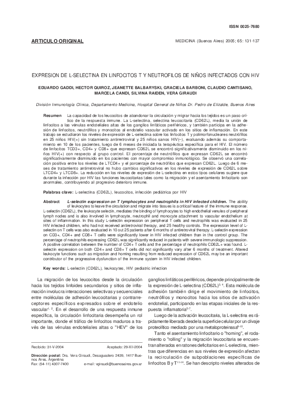 (PDF) Expresión de L-selectina en linfocitos T y neutrófilos de niños ...