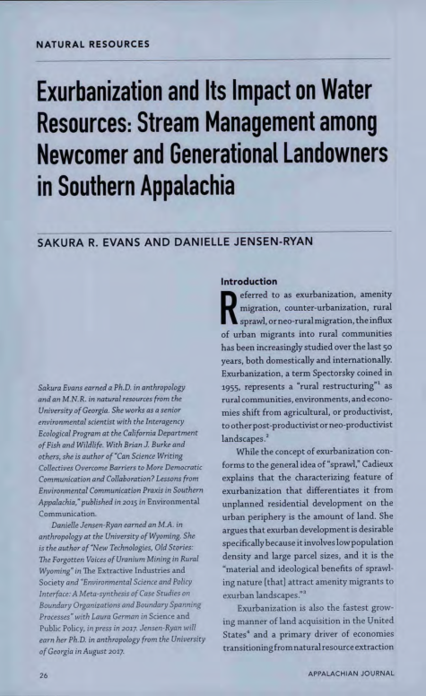 (PDF) Exurbanization and its impact on water resources: stream ...