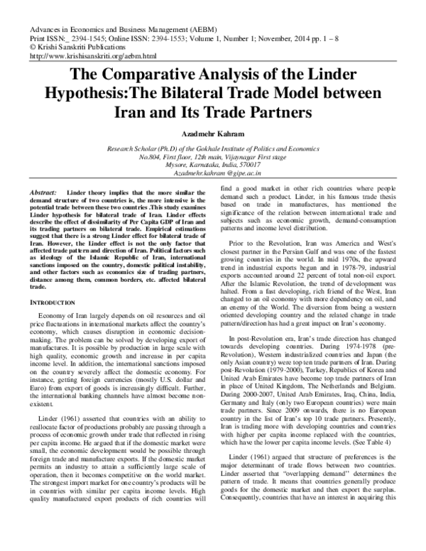 (PDF) The Comparative Analysis of the Linder Hypothesis:The Bilateral ...