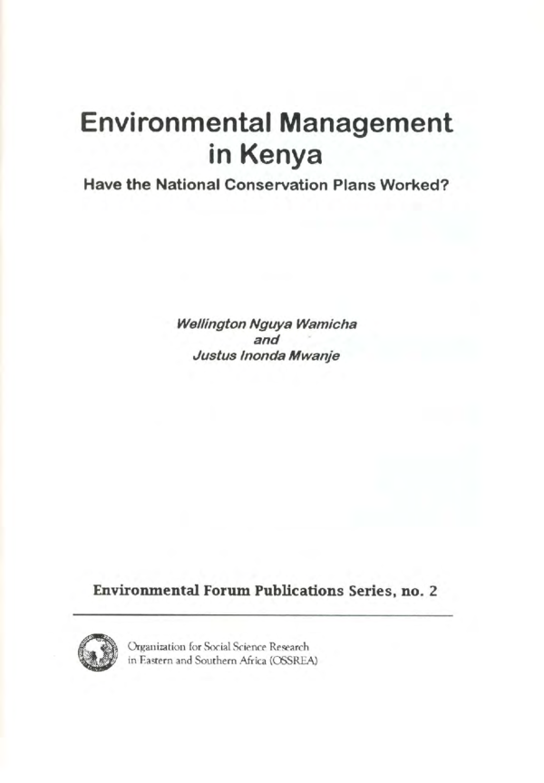 (PDF) Environmental management in Kenya : Have the National ...
