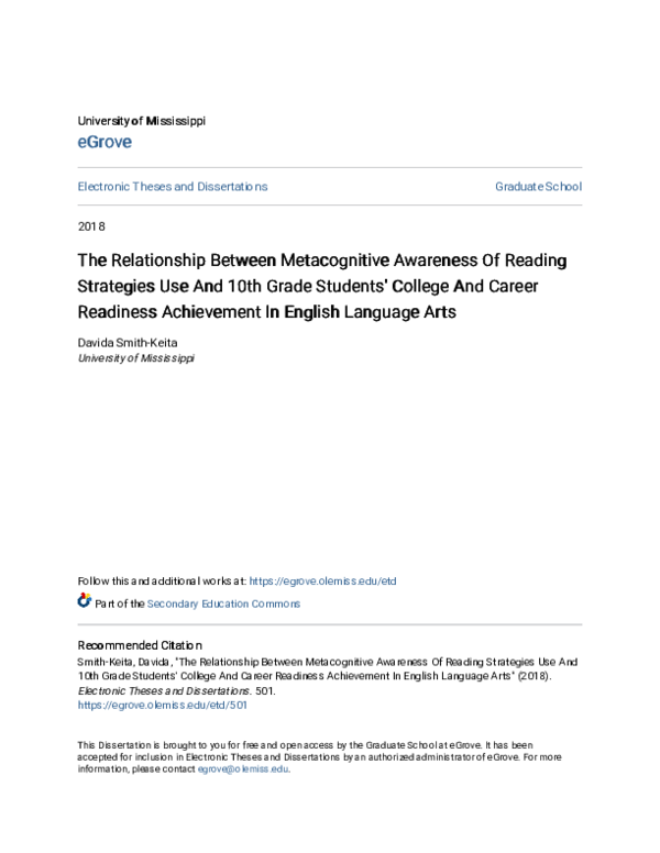 (PDF) Metacognitive Awareness and Career Readiness