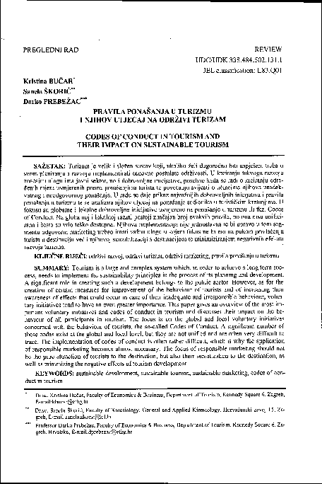 (PDF) Codes of Conduct in Tourism and Their Impact on Sustainable Tourism