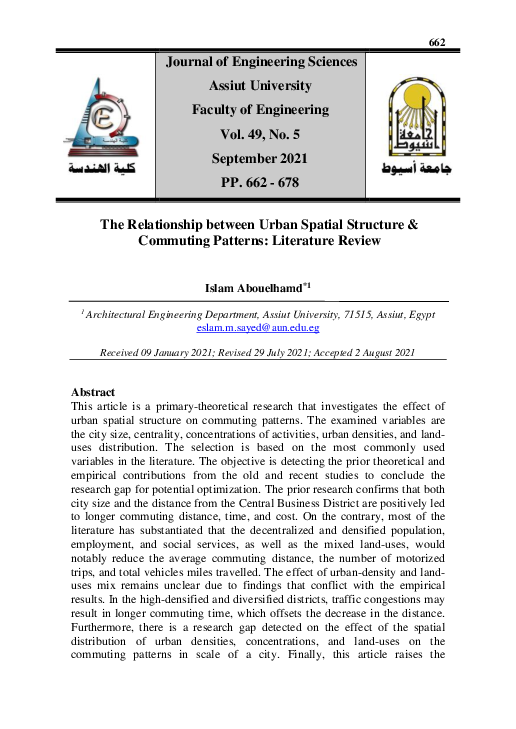(PDF) The Relationship Between Urban Spatial Structure & Commuting Patterns: Literature Review