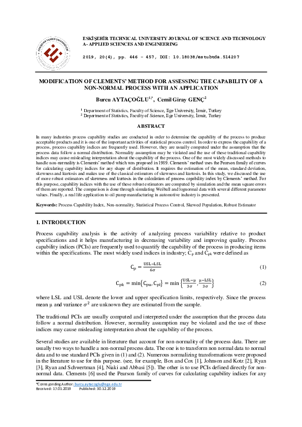 (PDF) Modification of Clements’ Method for Assessing the Capability of ...