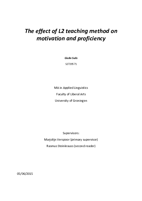 (PDF) The effect of L2 teaching method on motivation and proficiency