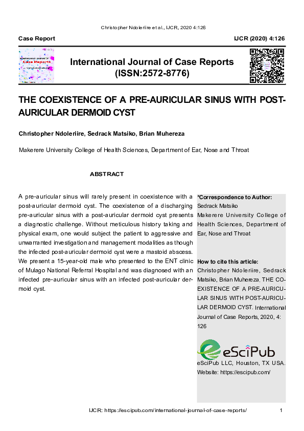 (PDF) The Coexistence of a Pre-Auricular Sinus with Post-Auricular ...