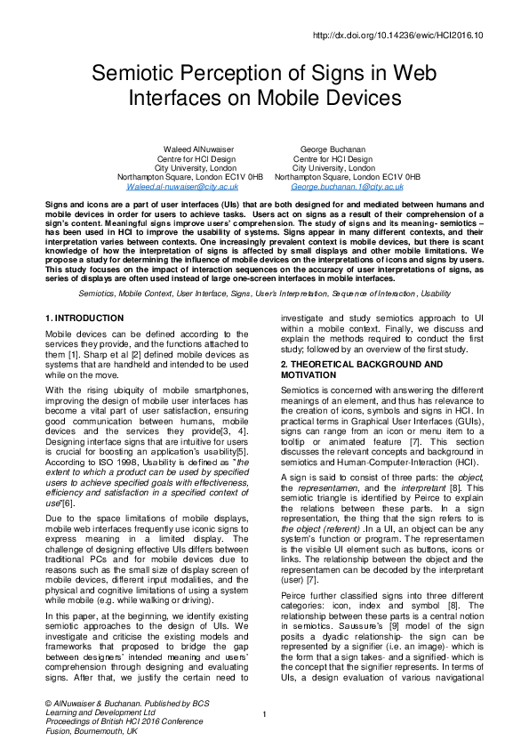 (PDF) Semiotic Perception of Signs in Web Interfaces on Mobile Devices | waleed alnuwaiser ...