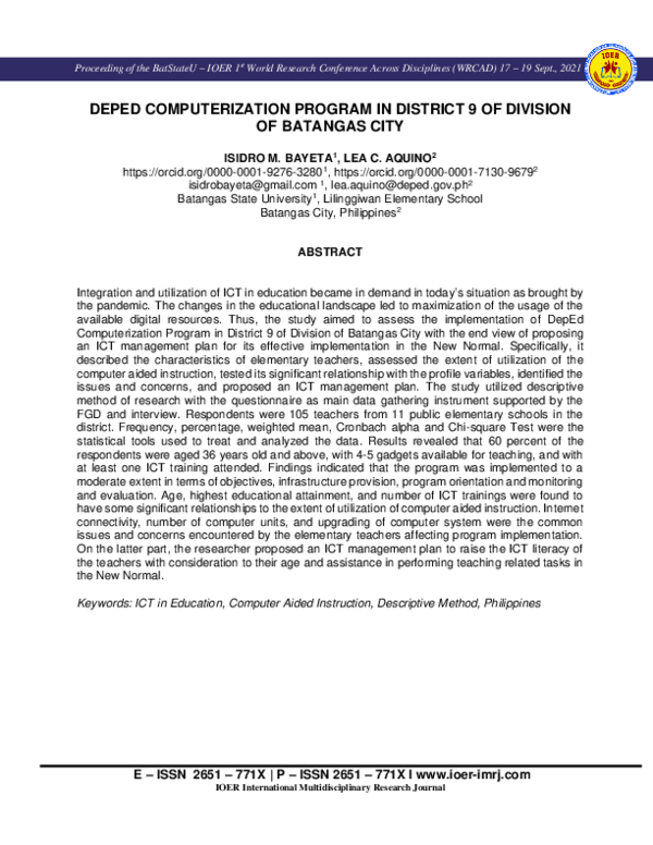 (PDF) Deped Computerization Program in District 9 of Division of ...