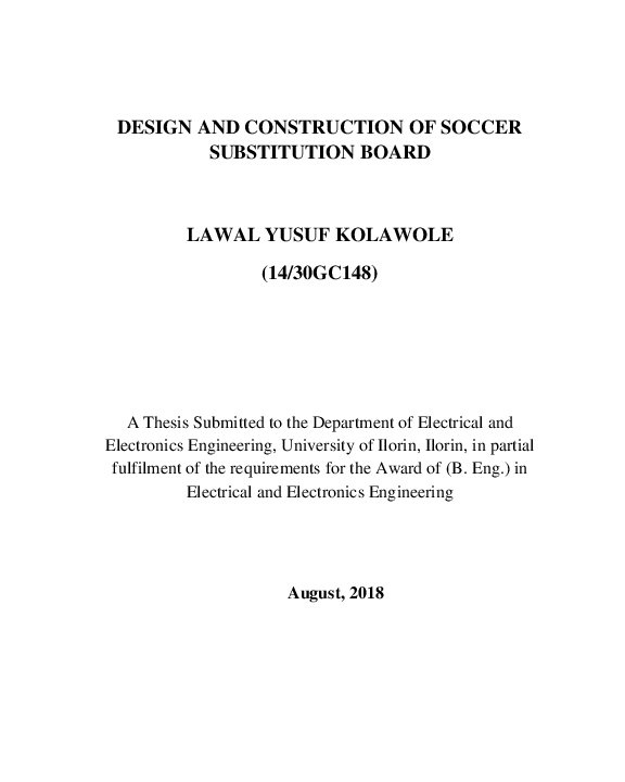 (PDF) DESIGN AND CONSTRUCTION OF SOCCER SUBSTITUTION BOARD