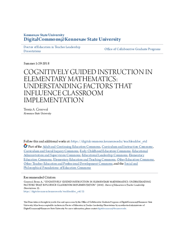 (PDF) Cognitively Guided Instruction in Elementary Mathematics ...