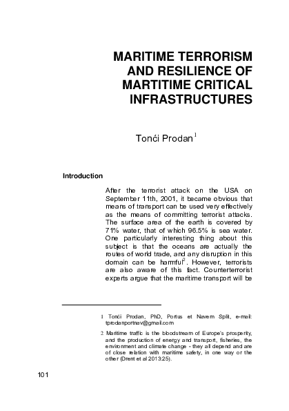 (PDF) Maritime terrorism and resilience of maritime critical ...