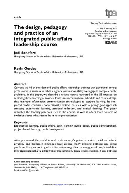 (PDF) The design, pedagogy and practice of an integrated public affairs ...