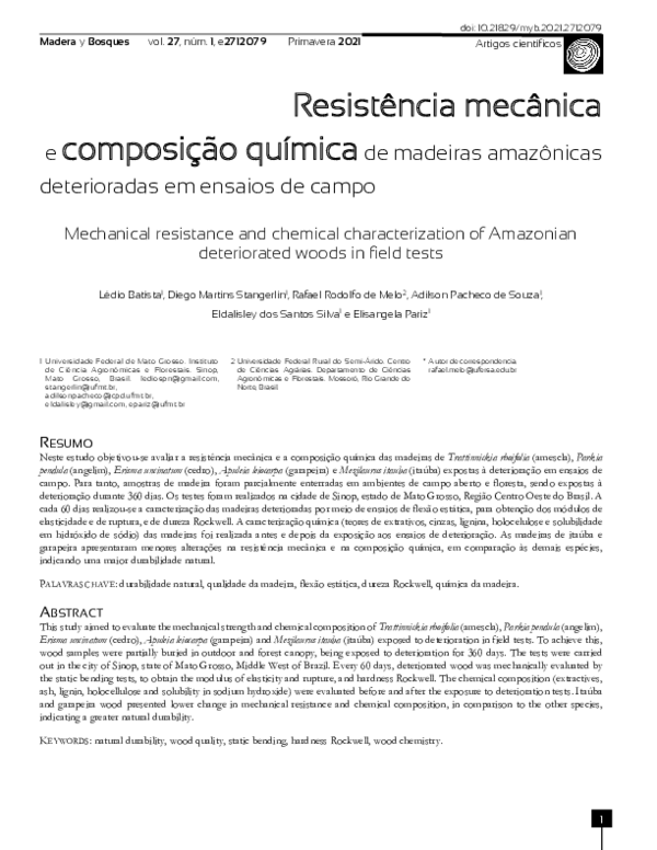 (PDF) Resistência mecânica e composição química de madeiras amazônicas ...