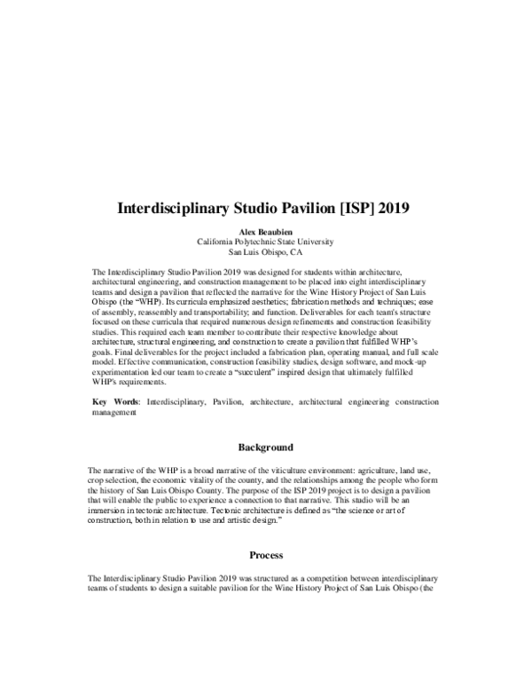 (PDF) Interdisciplinary Studio Pavilion [ISP] 2019