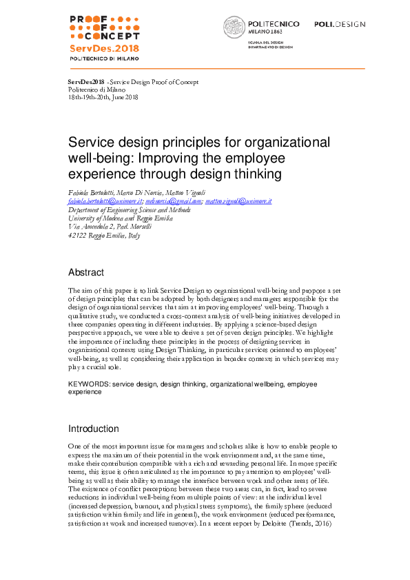 (PDF) Service design principles for organizational well-being ...