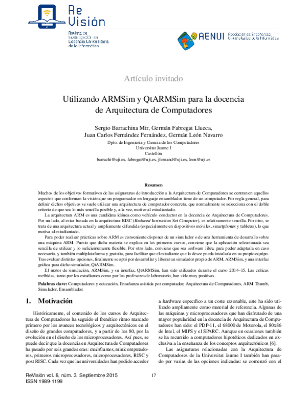 (PDF) Utilizando ARMSim y QtARMSim para la docencia de Arquitectura de ...