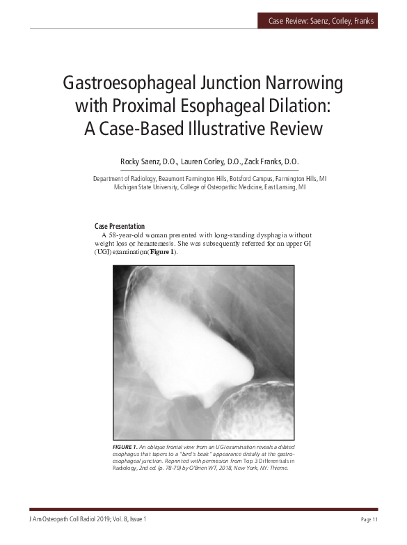 (PDF) Gastroesophageal Junction Narrowing with Proximal Esophageal ...