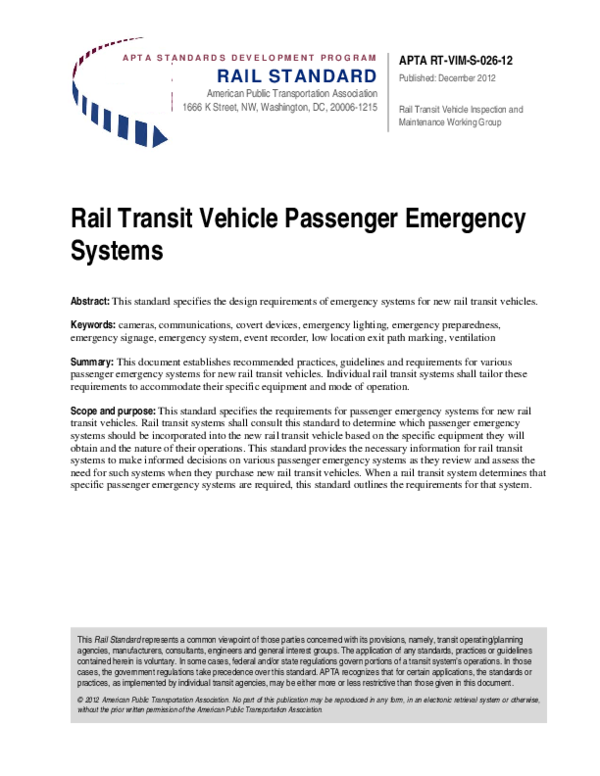 (PDF) Rail Transit Vehicle Passenger Emergency Systems