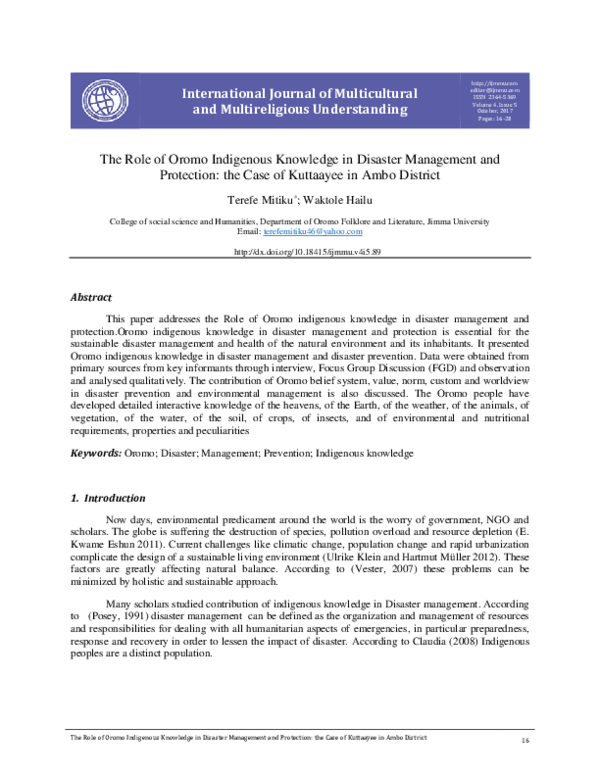 (PDF) Hora and Cattle Owners of Maccaa Oromo in Ethiopia: an Analysis ...