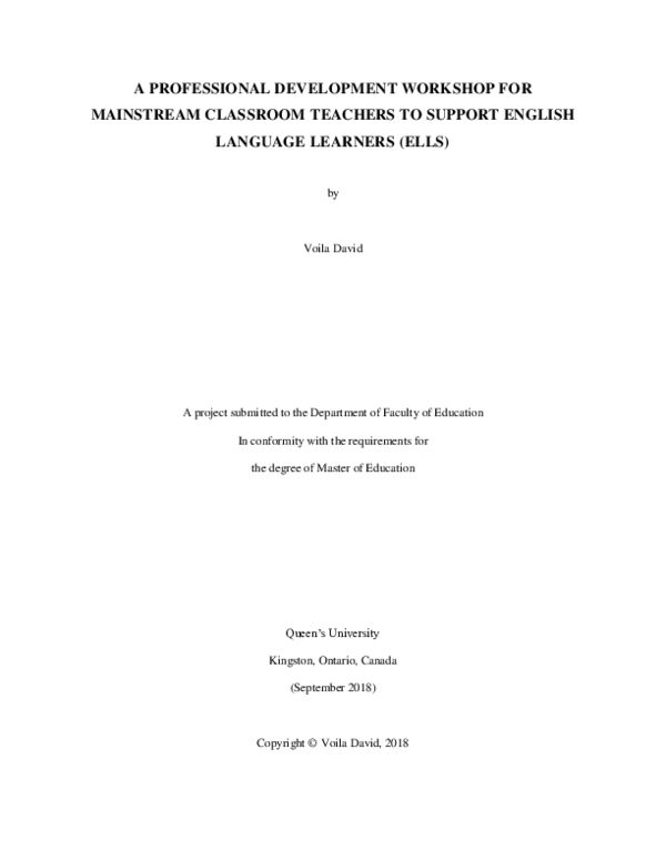 A Professional Development Workshop for Mainstream Classroom Teachers ...