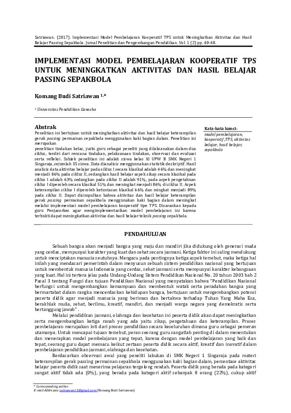 (PDF) Implementasi Model Pembelajaran Kooperatif Tipe Make A Match Untuk Meningkatkan Aktivitas ...