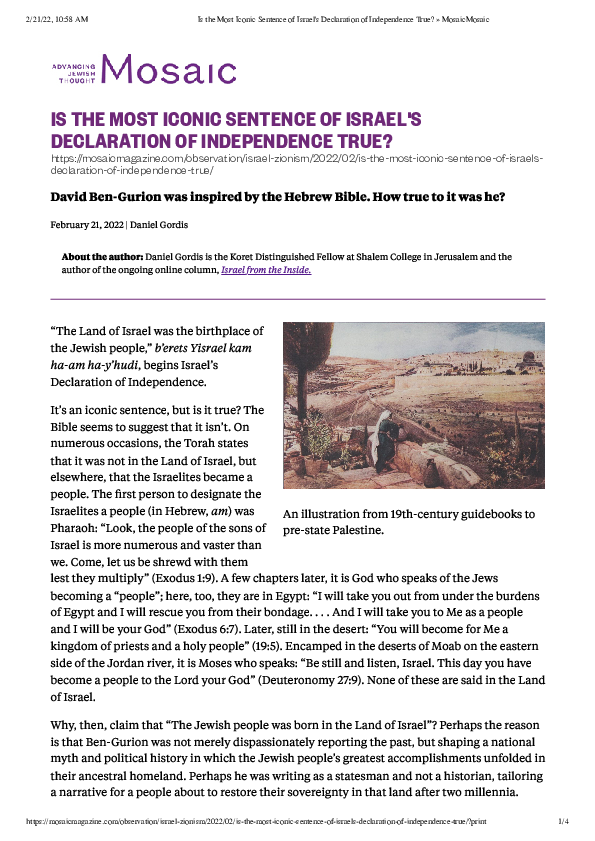 (PDF) Is the Most Iconic Sentence of Israel's Declaration of ...