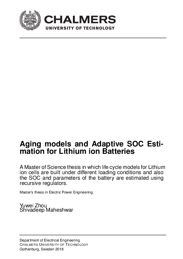 (PDF) Aging models and adaptive SOC estimation for lithium ion batteries